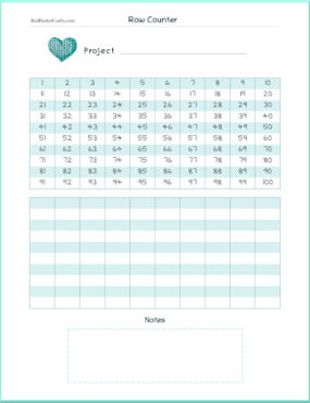 Numbered Row Counter, Heart Theme – Free PDF – Red Basket Crafts